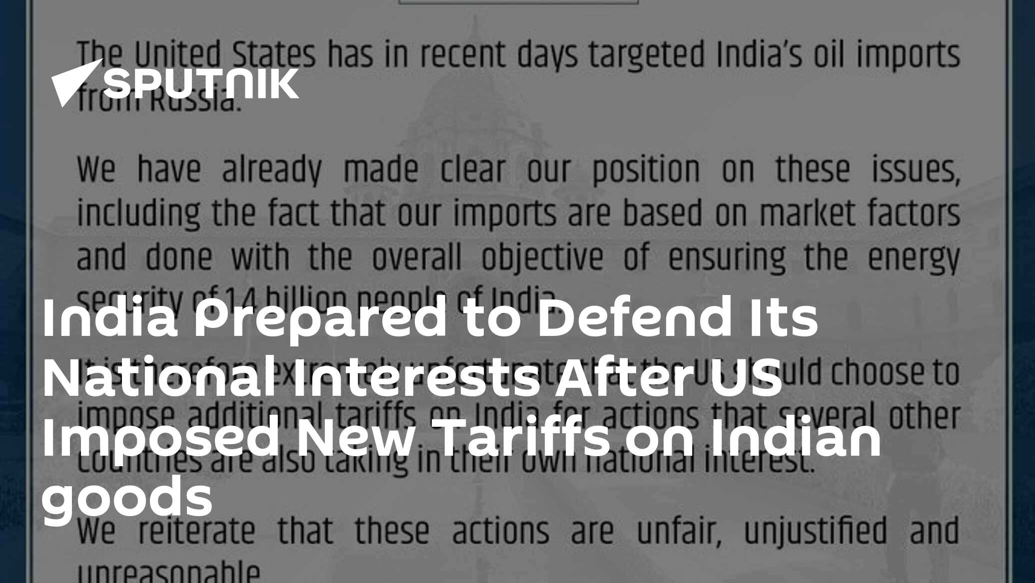 India Prepared to Defend Its National Interests After US Imposed New ...
