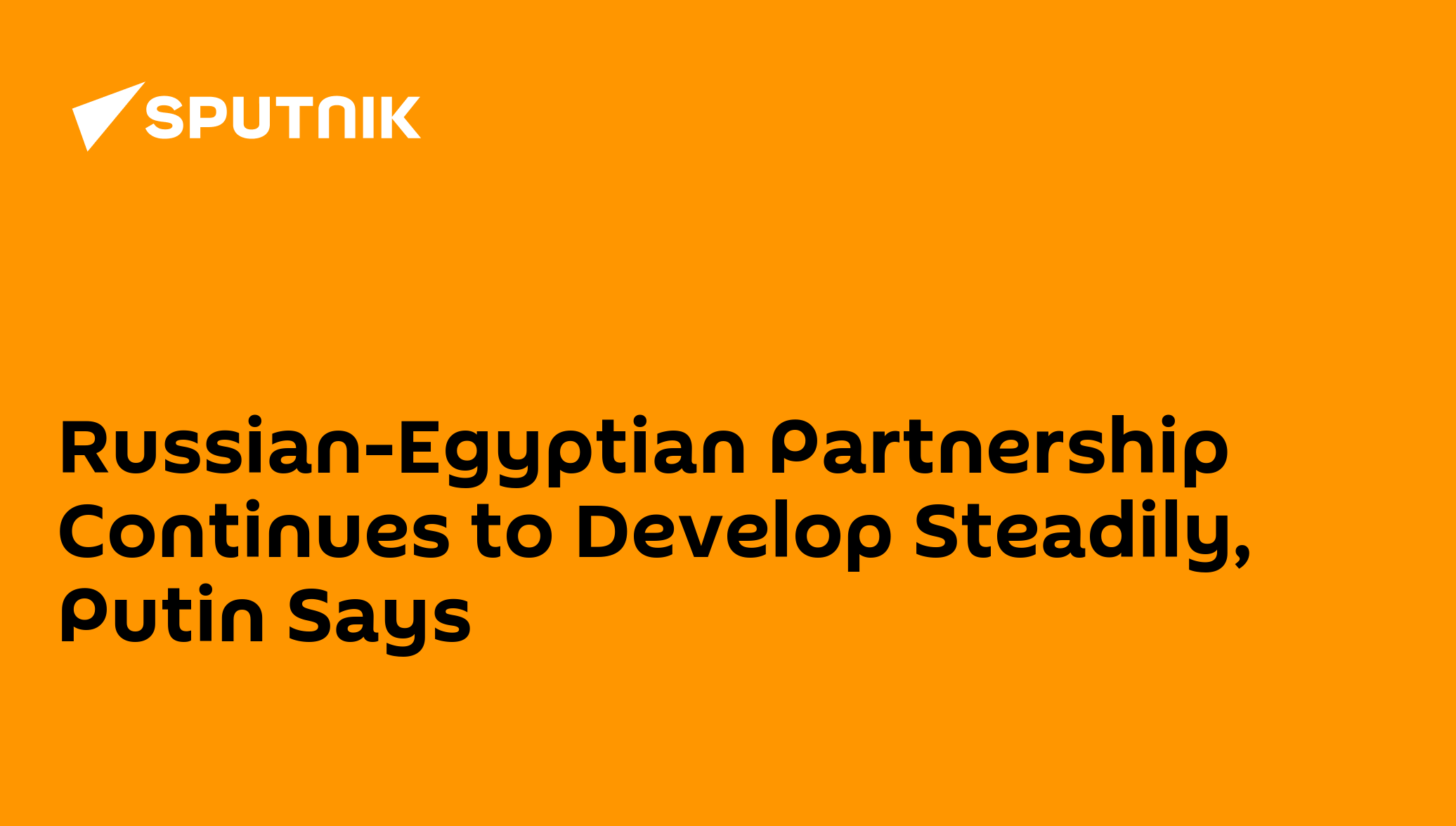 Russian-Egyptian Partnership Continues to Develop Steadily, Putin Says ...