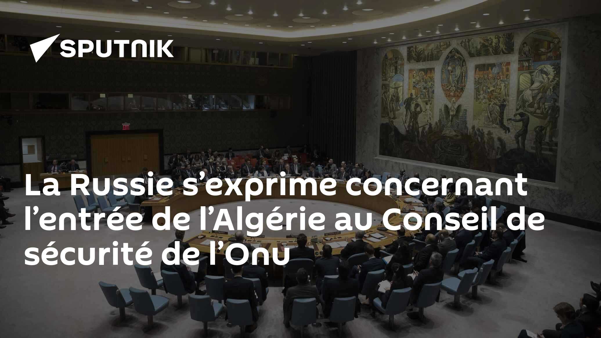 La Russie s’exprime concernant l’entrée de l’Algérie au Conseil de sécurité de l’Onu - 06.10. ...