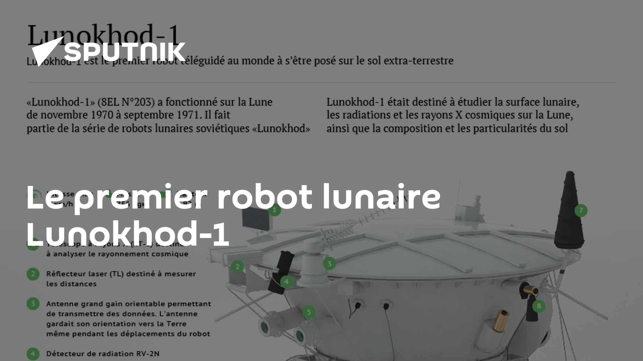 Le premier robot lunaire Lunokhod-1 - 19.11.2012, Sputnik Afrique