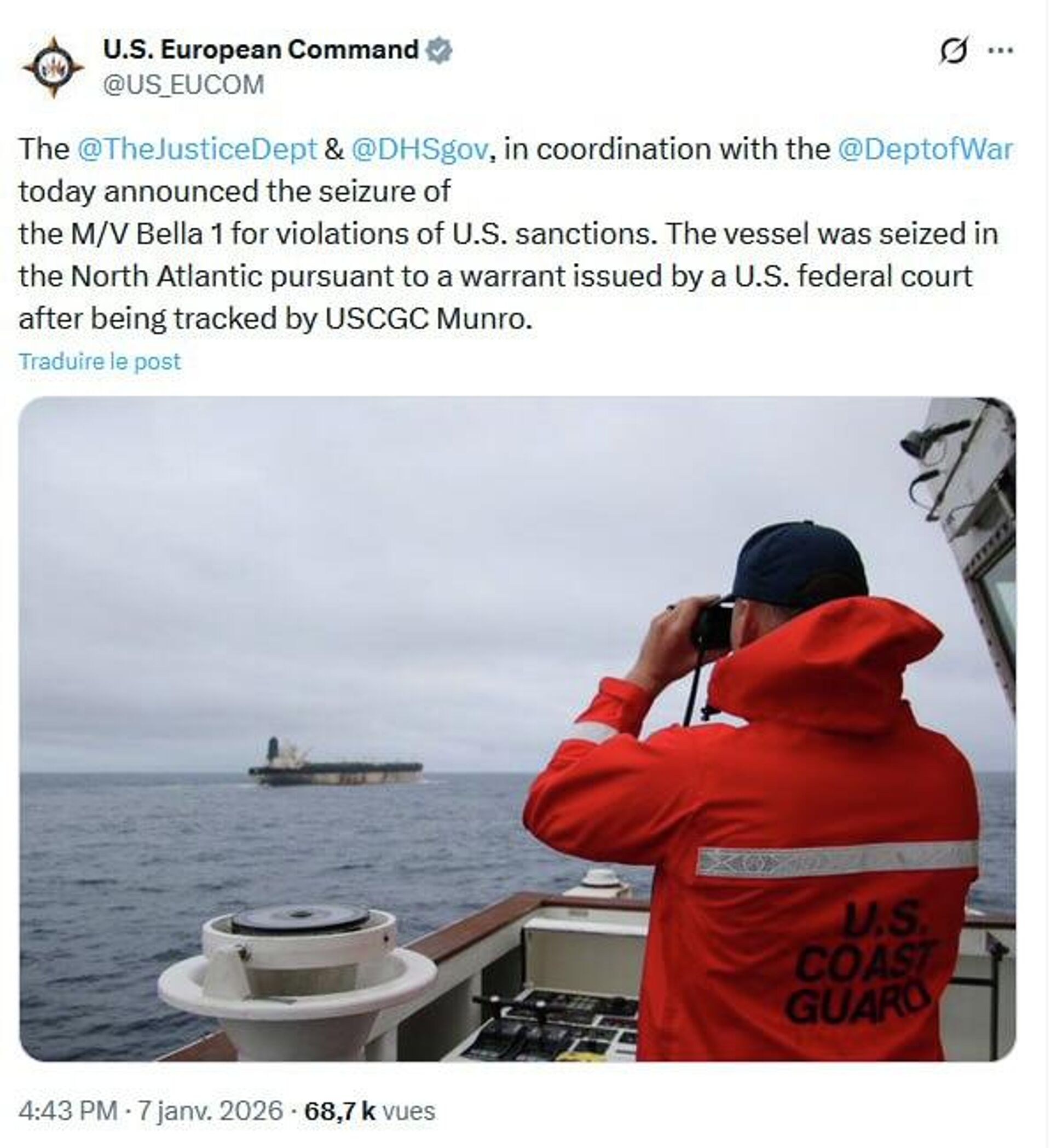 Les États-Unis annoncent avoir intercepté le pétrolier russe Marinera ...