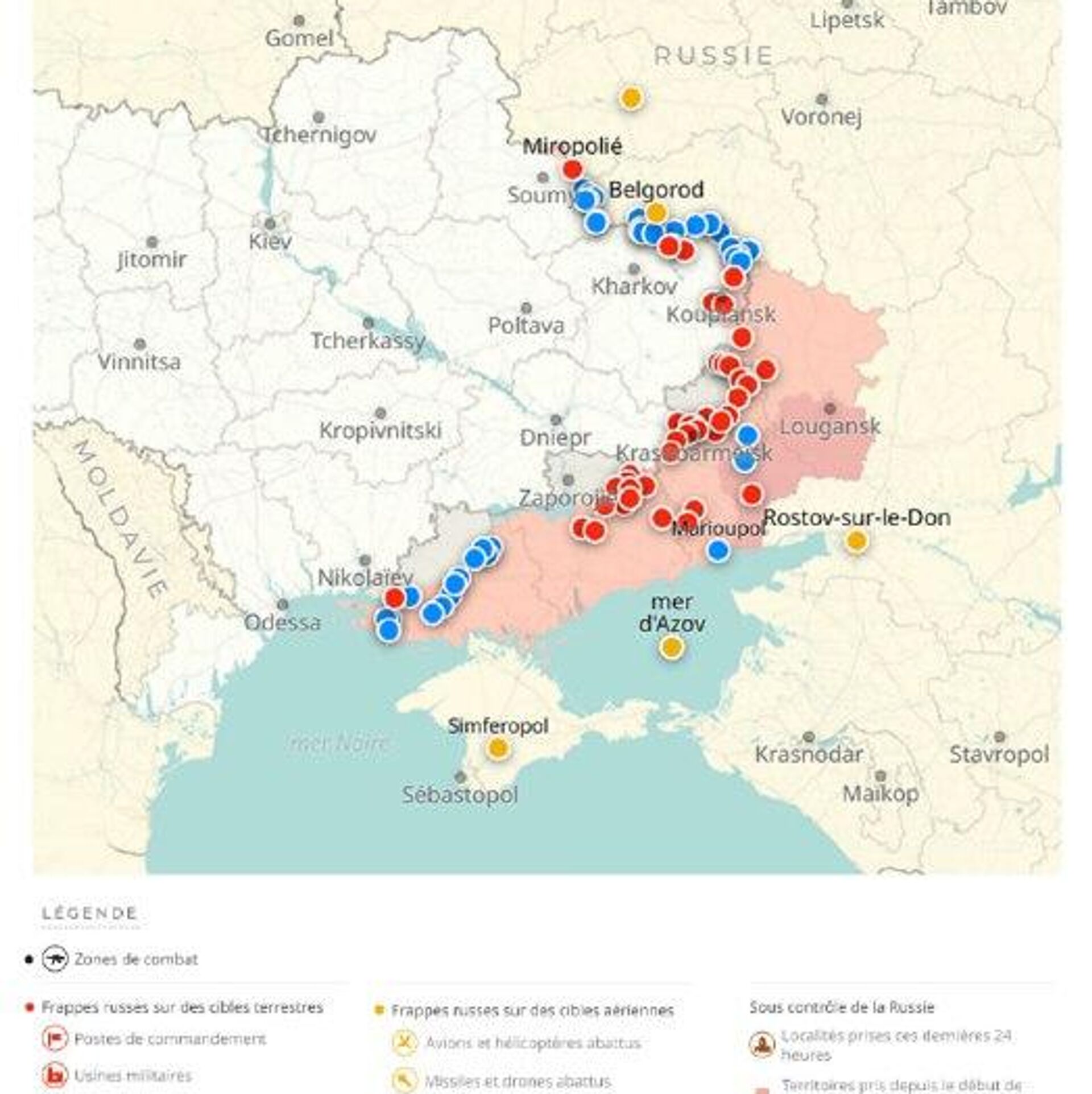 Situation dans la zone de l'opération militaire spéciale russe au 13 ...